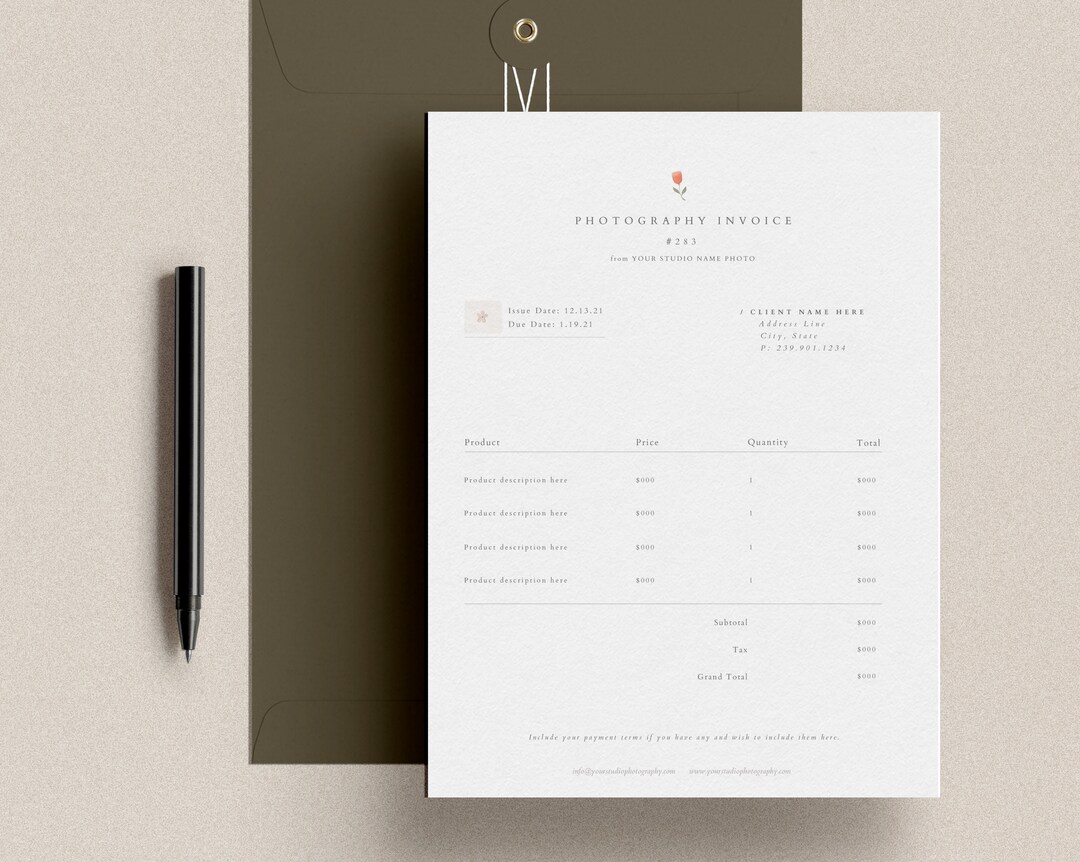Photography Invoice for Photoshop Users, Invoice Template, Photography ...