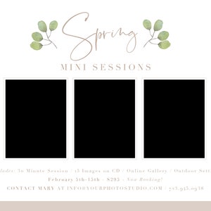 Spring Mini Session Marketing Template, Spring Minis PSD Template, for ...