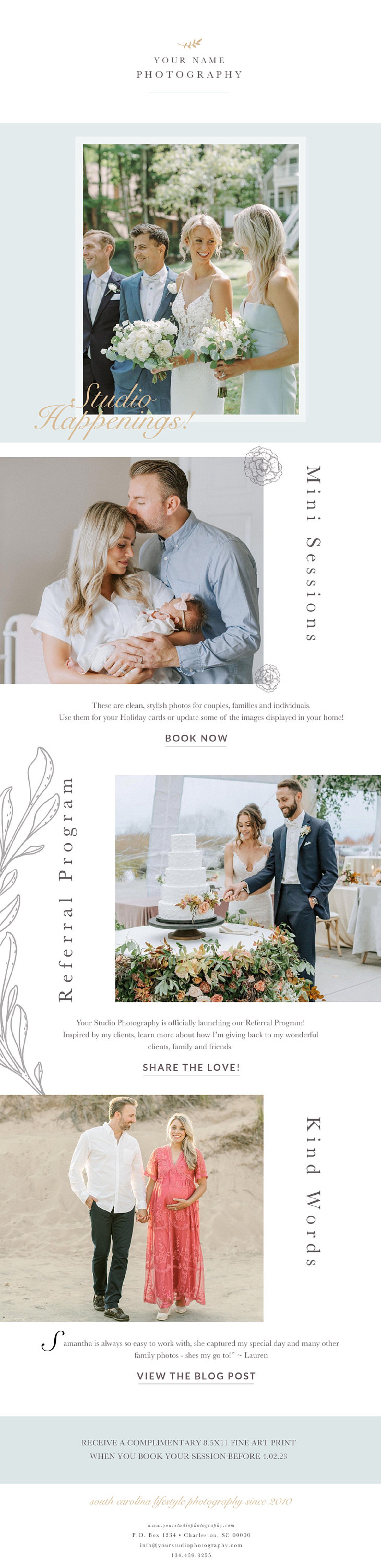 Email Newsletter Template for Photoshop Photography Marketing - Etsy