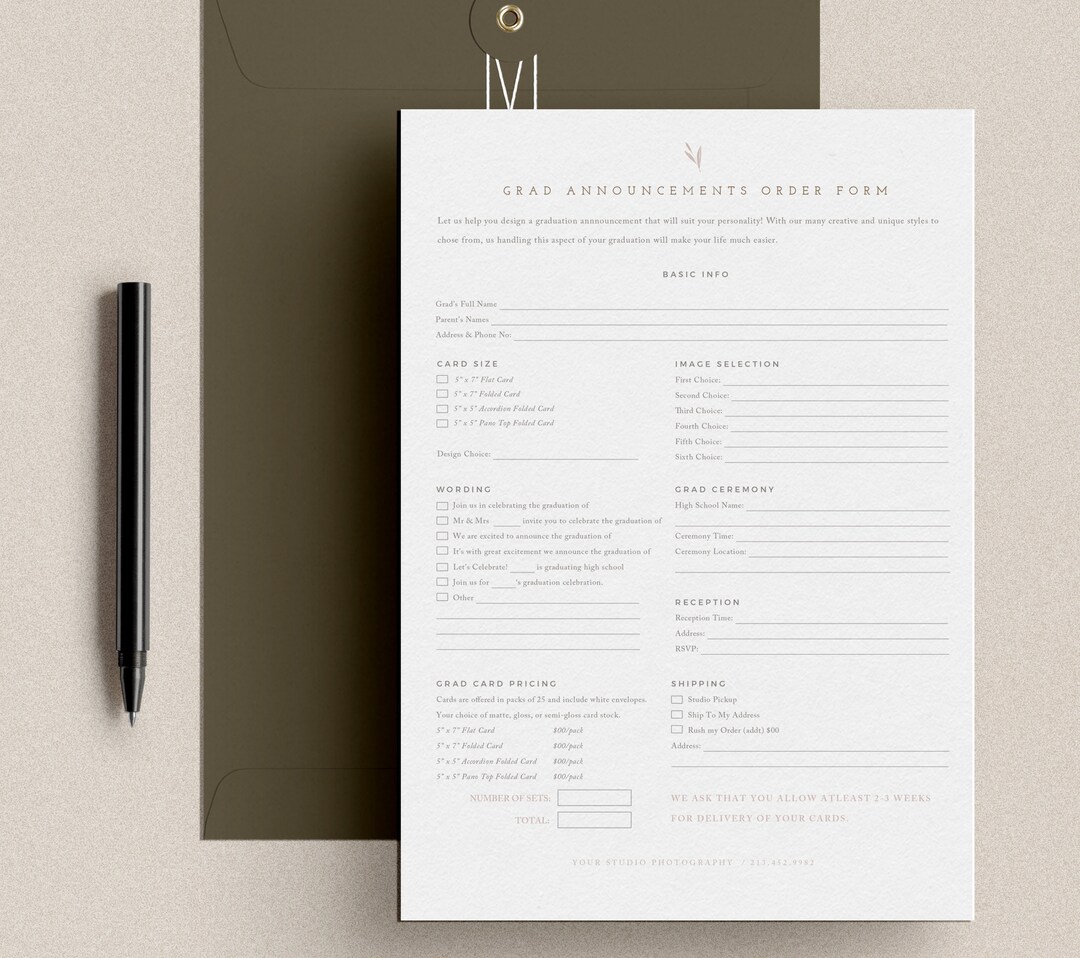 Grad Announcement Order Form, Graduation Announcement Order Form ...