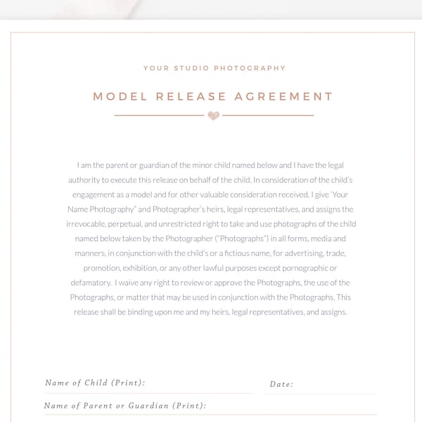 Photo Model Release - Etsy