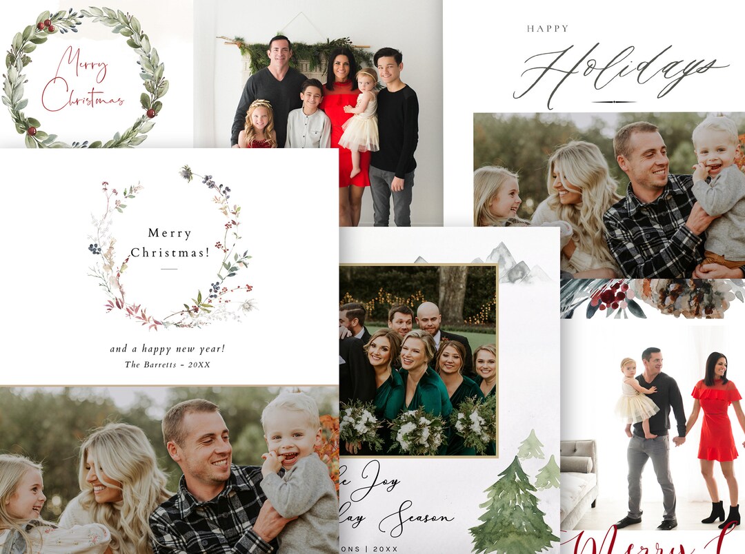 Holiday Photo Card Collection, Christmas Card Template Bundle, Pack of ...