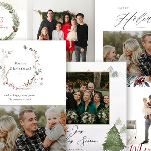 Holiday Photo Card Collection, Christmas Card Template Bundle, Pack of ...