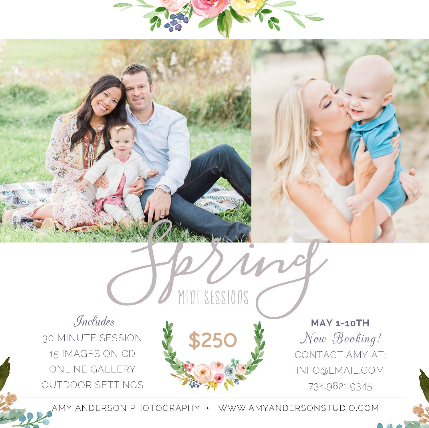 Spring Mini Session Template 5x5 Instagram Marketing | Etsy