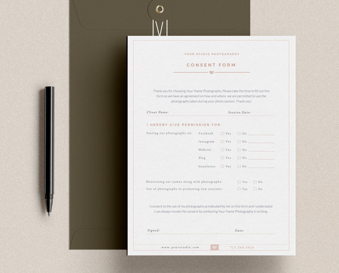 Photography Consent Form Template, Photography Permission Form, Social ...