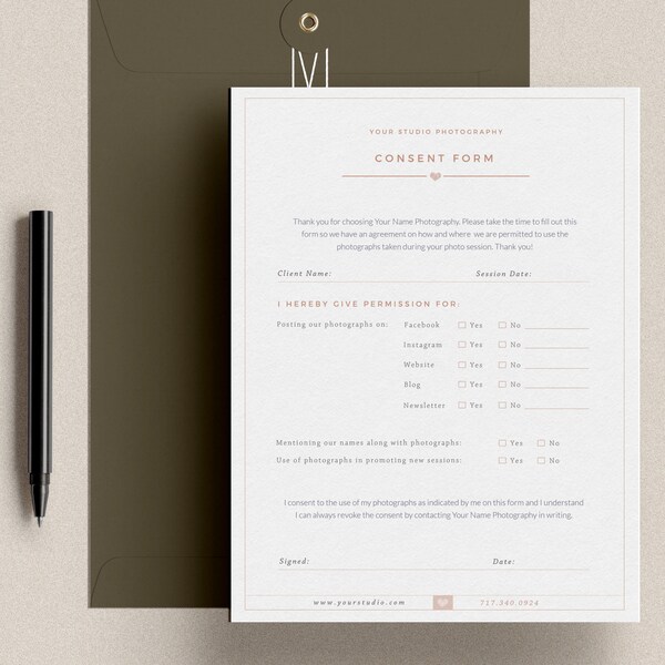 Photoshop Consent Form Template - Etsy
