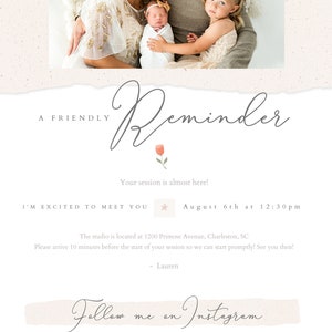 Session Reminder Email Template for Photographers, Photography Email ...