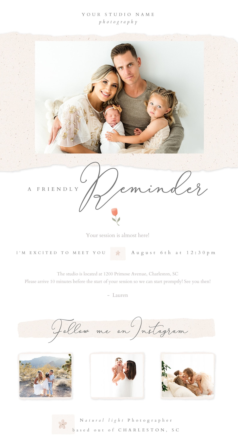 Session Reminder Email Template for Photographers Photography - Etsy
