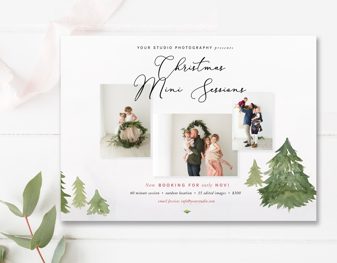 Christmas Mini Session Template, Pine Tree Mini Session Template, Photo ...