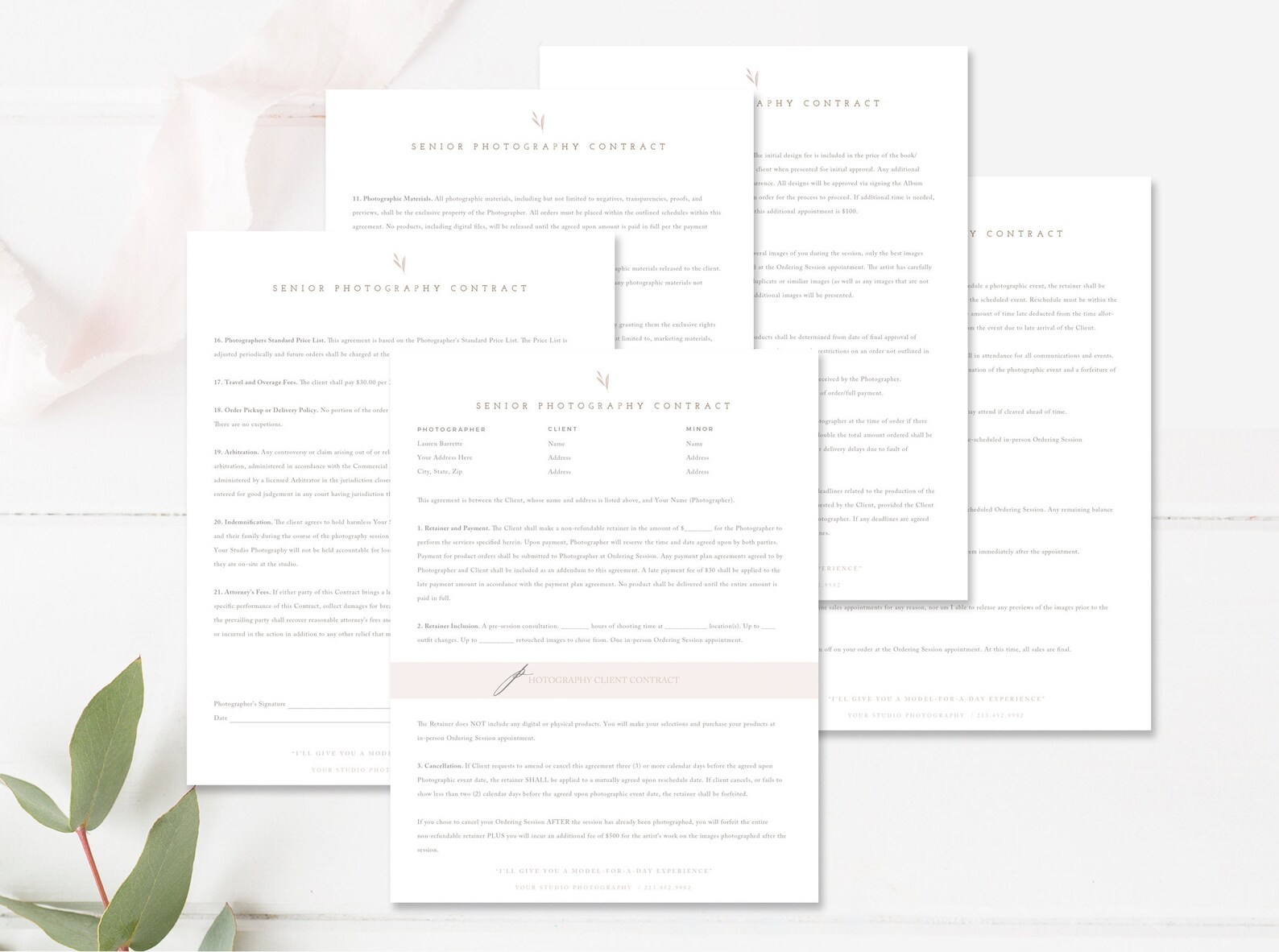Senior Photography Contract Template, Photography Business Forms ...