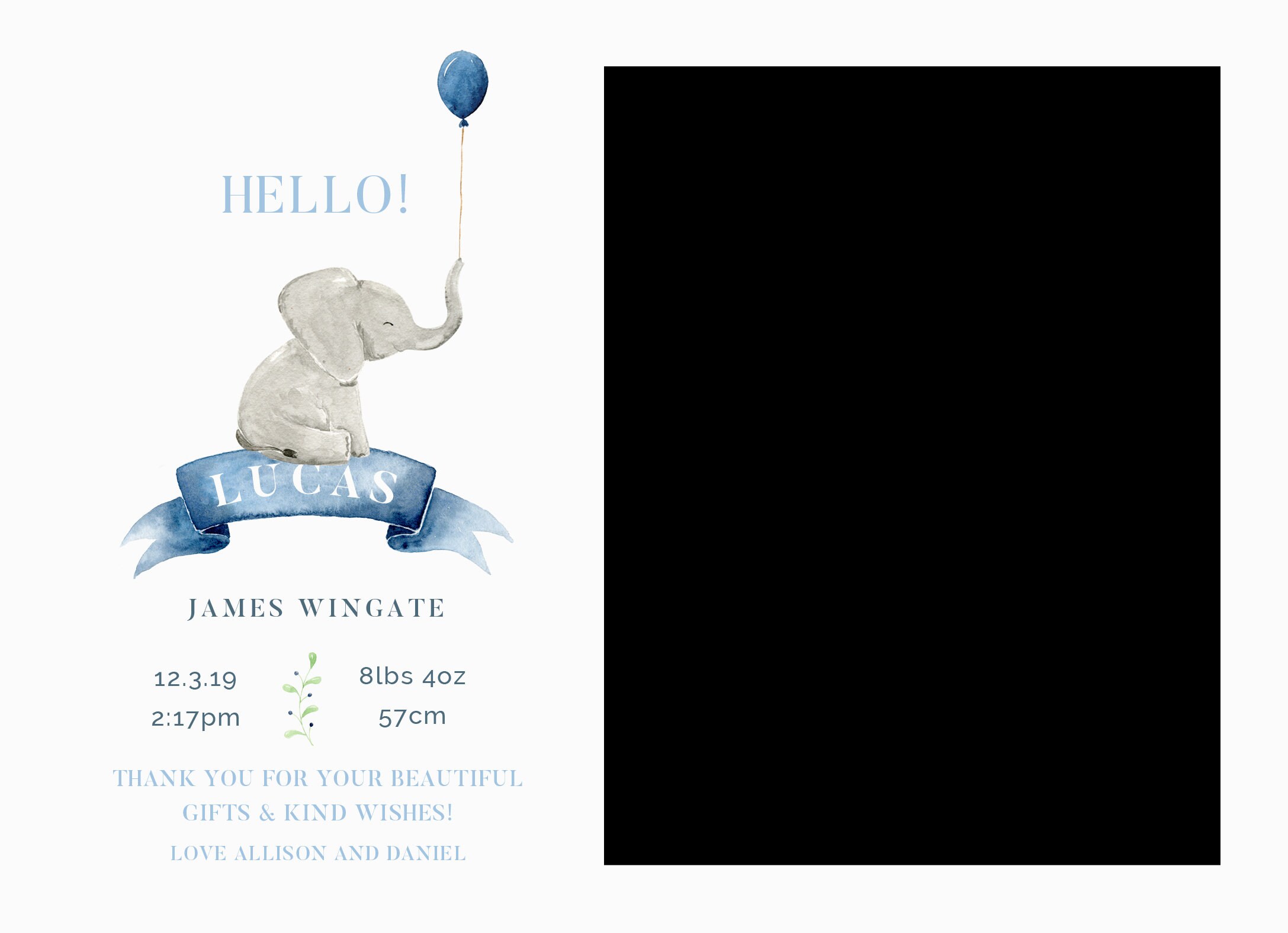 Baby Elephant Boy Birth Announcement Birth Announcement | Etsy