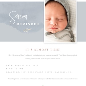 Photography Session Reminder Email, Email Newsletter Template ...
