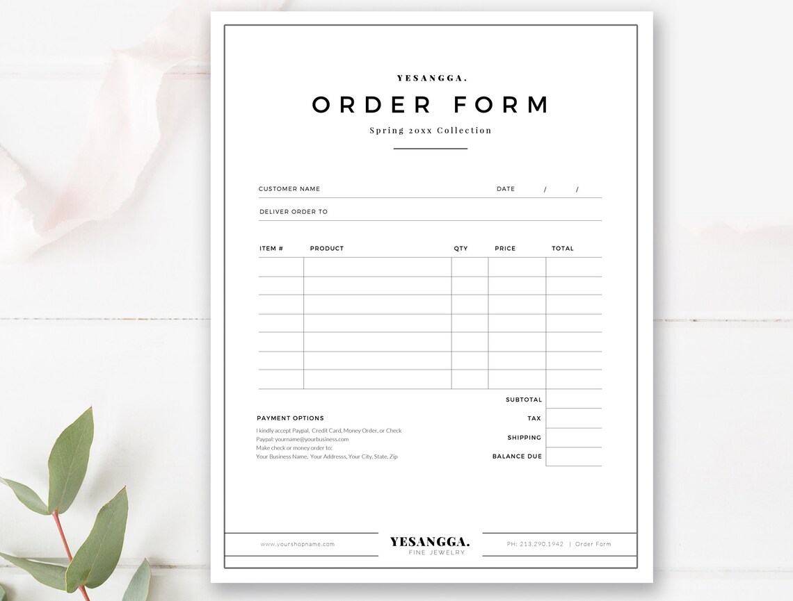 Canva Photoshop MS Word Modèle de formulaire de commande - Etsy France