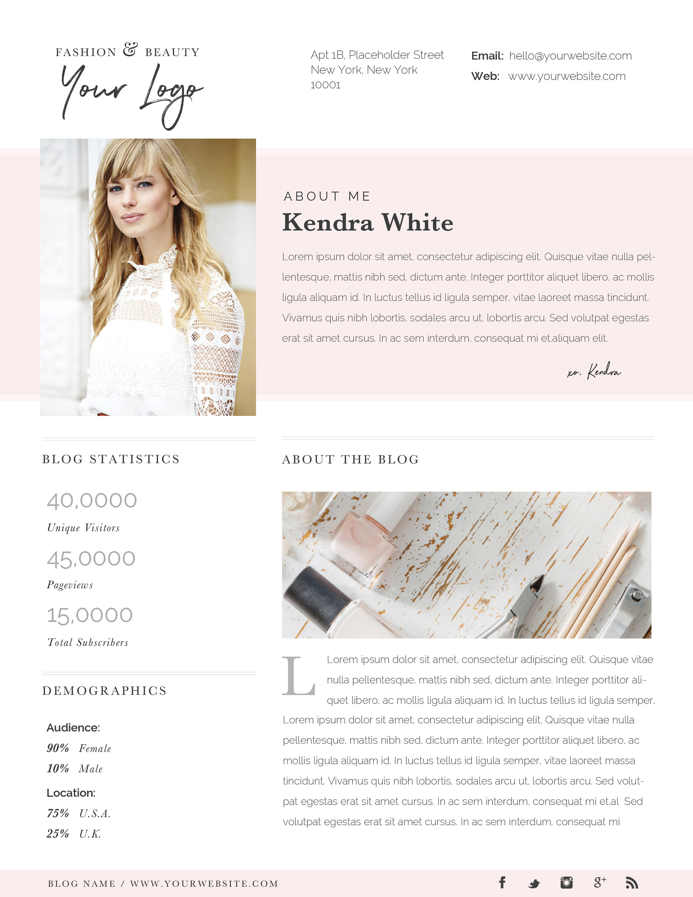 Media Kit Template 4 Page Blogger Media Kit Blog Media Press | Etsy