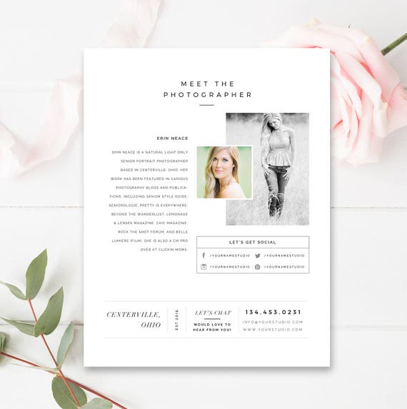 About Me Page Template for Photographers About Me Page Canva - Etsy