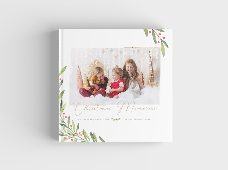 Holiday Photo Album Cover Template Christmas Photo Book Cover | Etsy