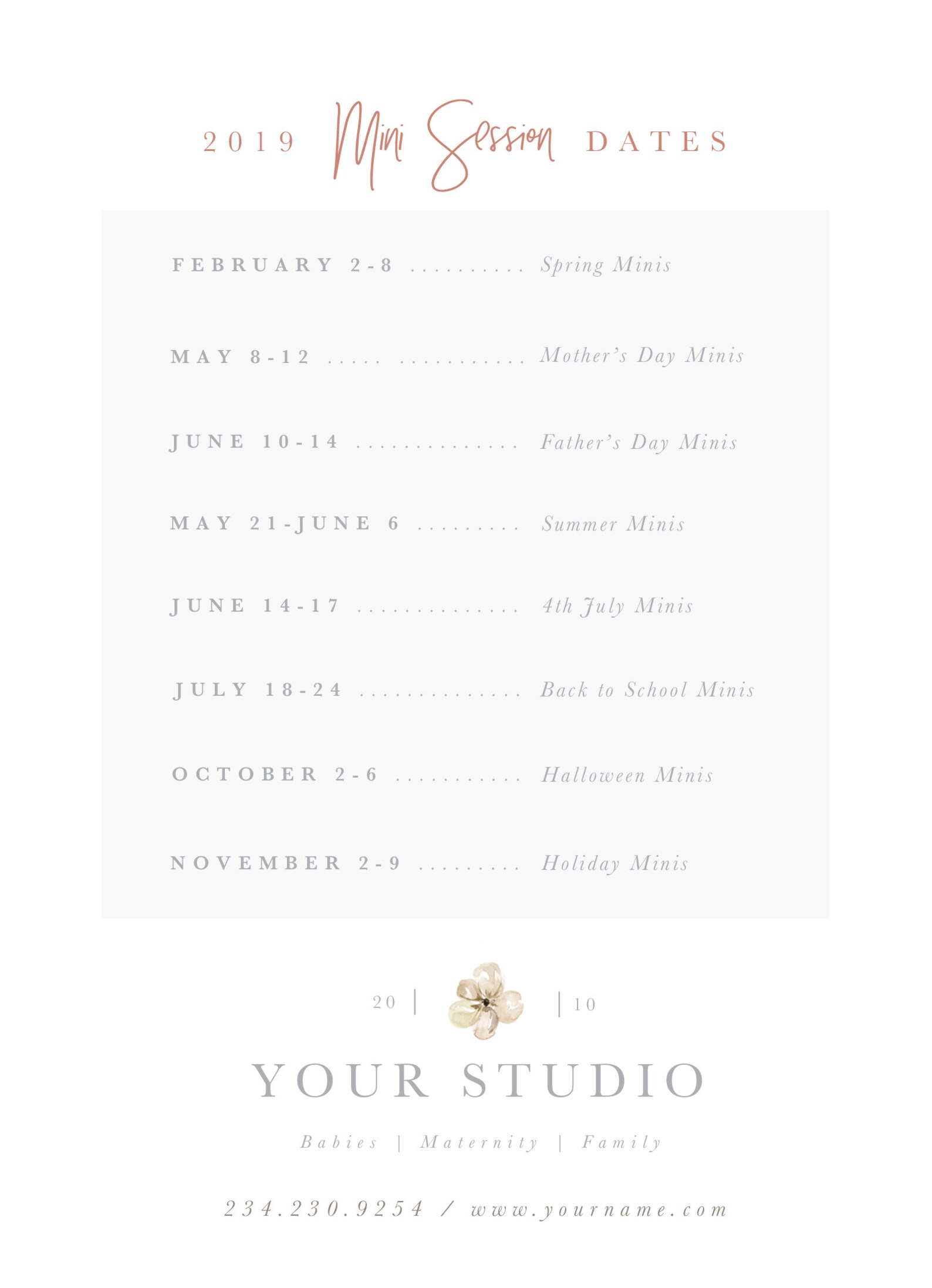 Mini Session Save the Dates Card Mini Session Flyer Photo | Etsy