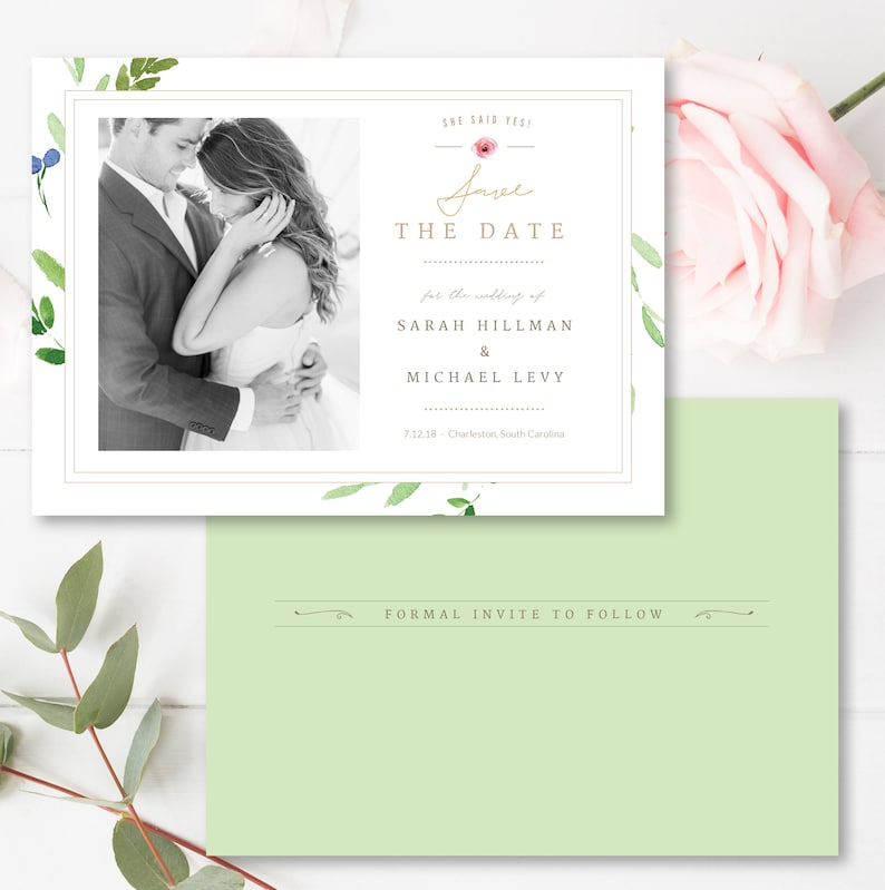 Save the Date Photo Card Template Design PSD Wedding - Etsy