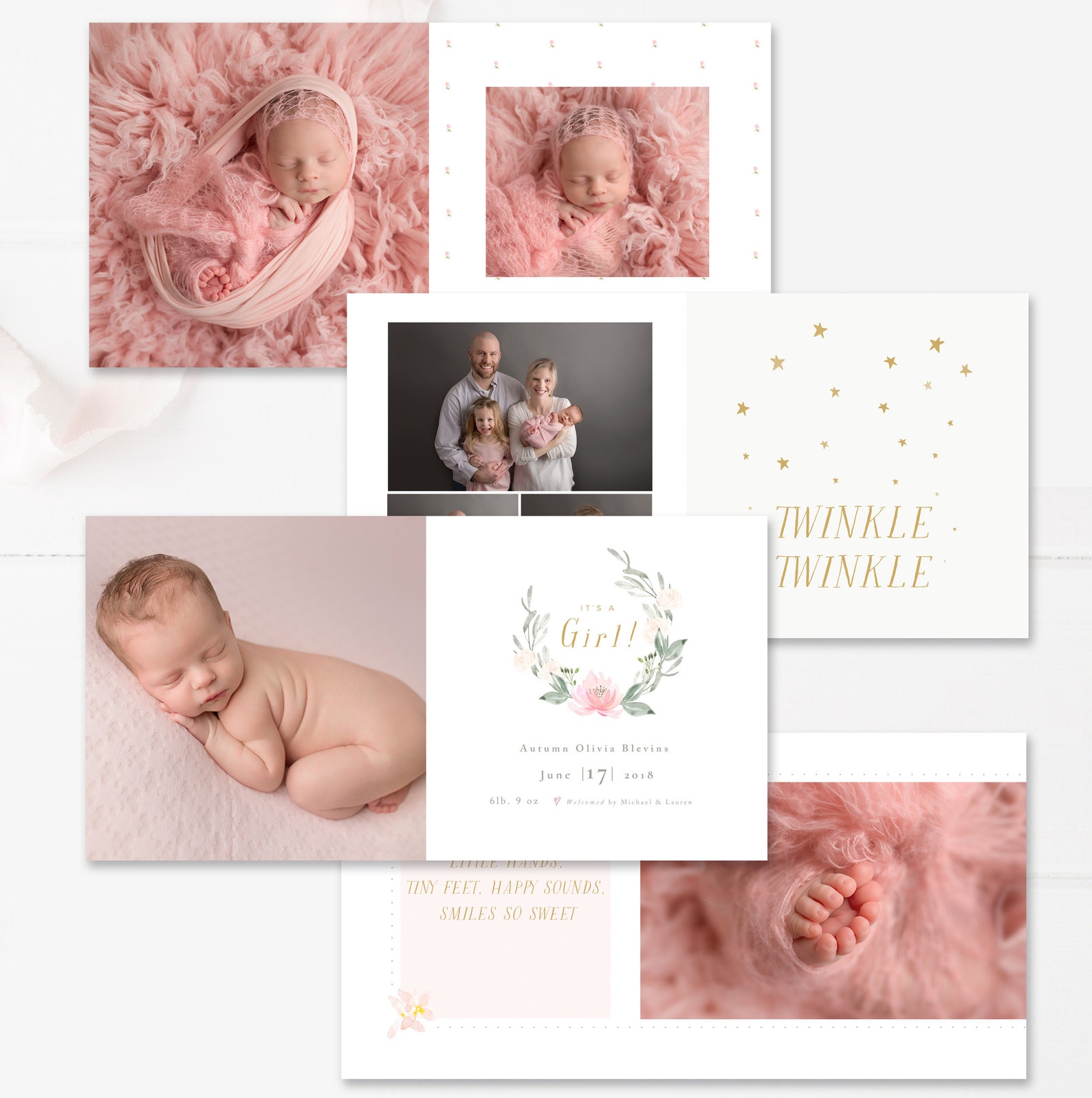 Baby Girl Photo Album Template, Floral Girls Newborn Album Template ...