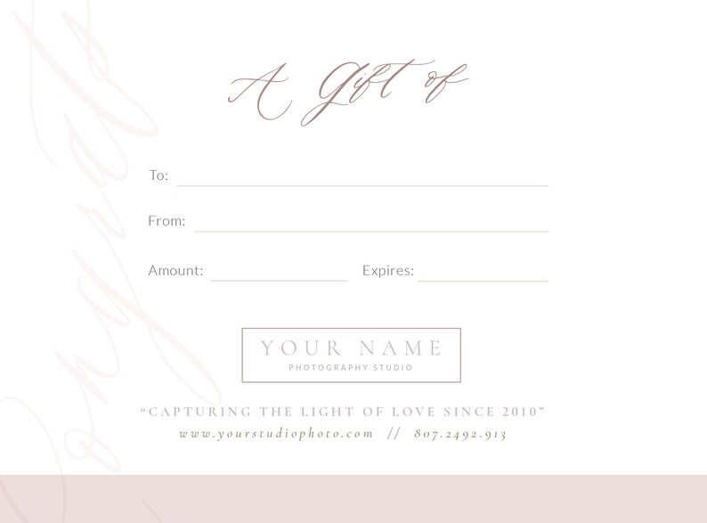 Photographer Gift Card Template Photography Gift Certificate | Etsy