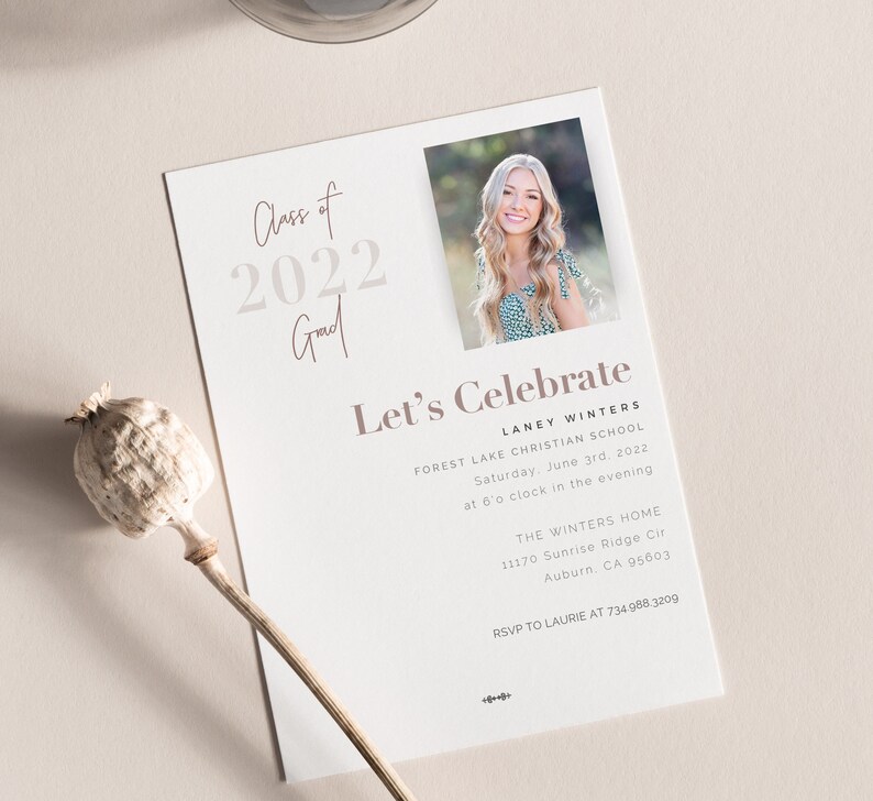 Rose Gold Graduation Invitation Class of 2022 Senior Grad - Etsy