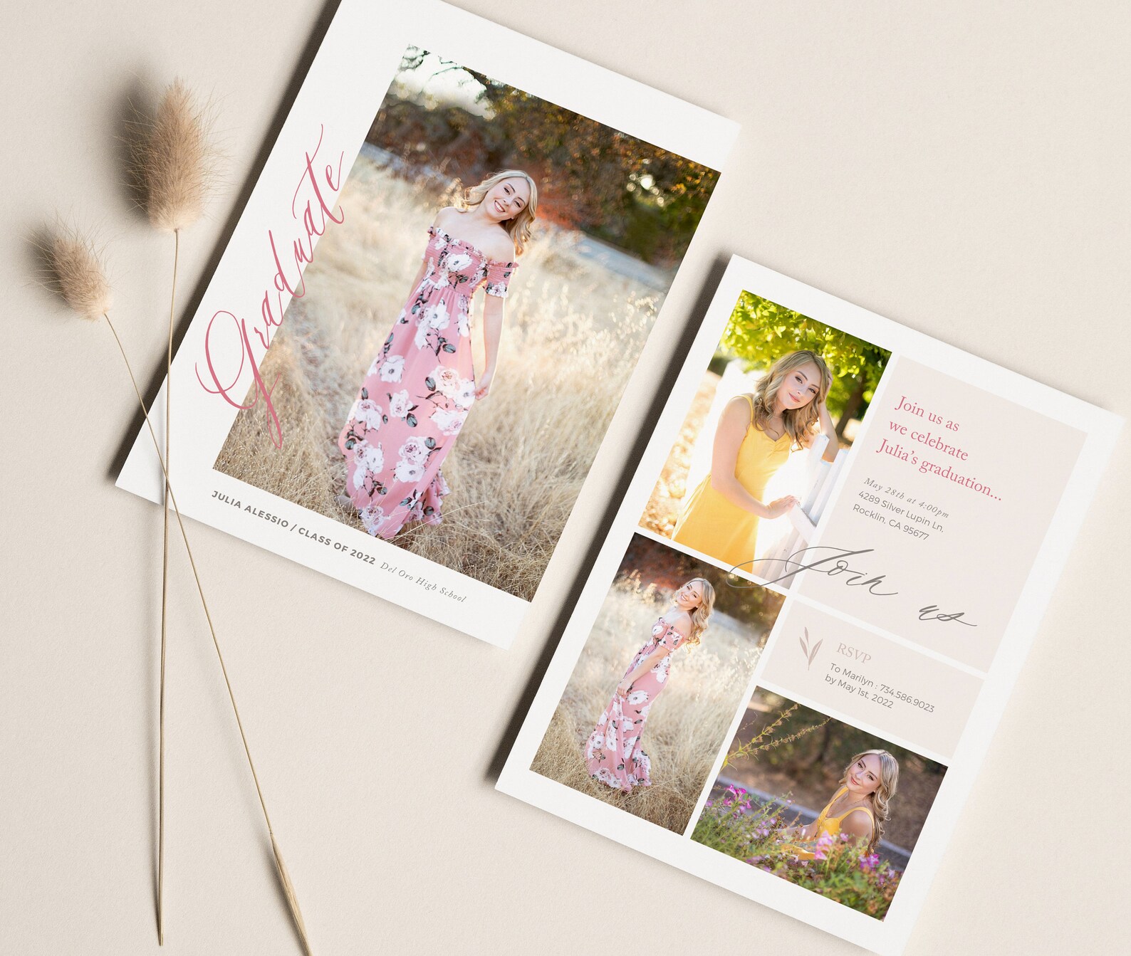 Girls Graduation Card Template Class of 2022 Senior | Etsy