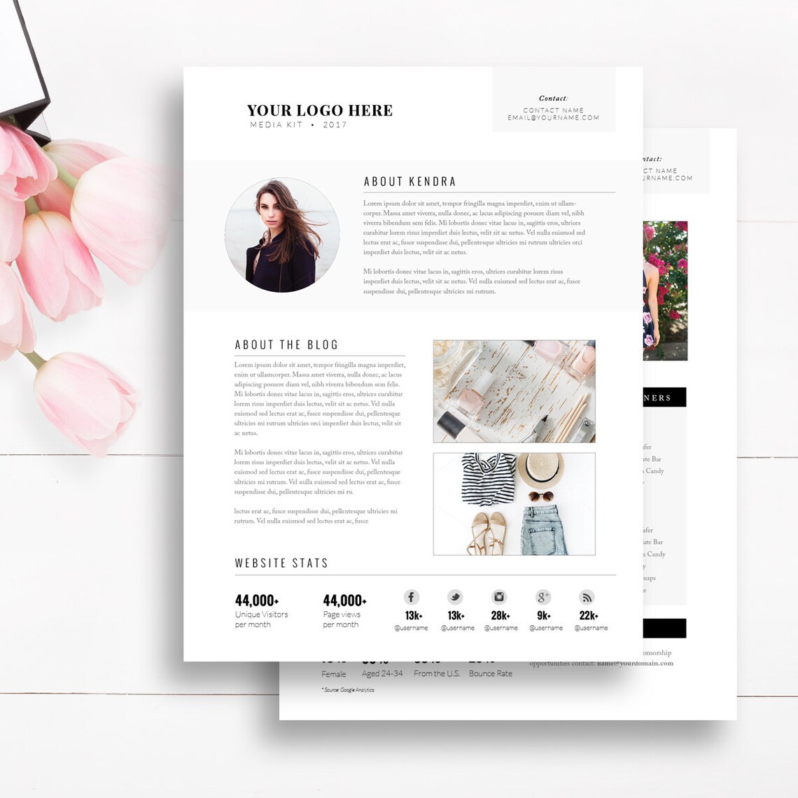 Media Kit Template 2 Page Blogger Media Kit Blog Media Press | Etsy