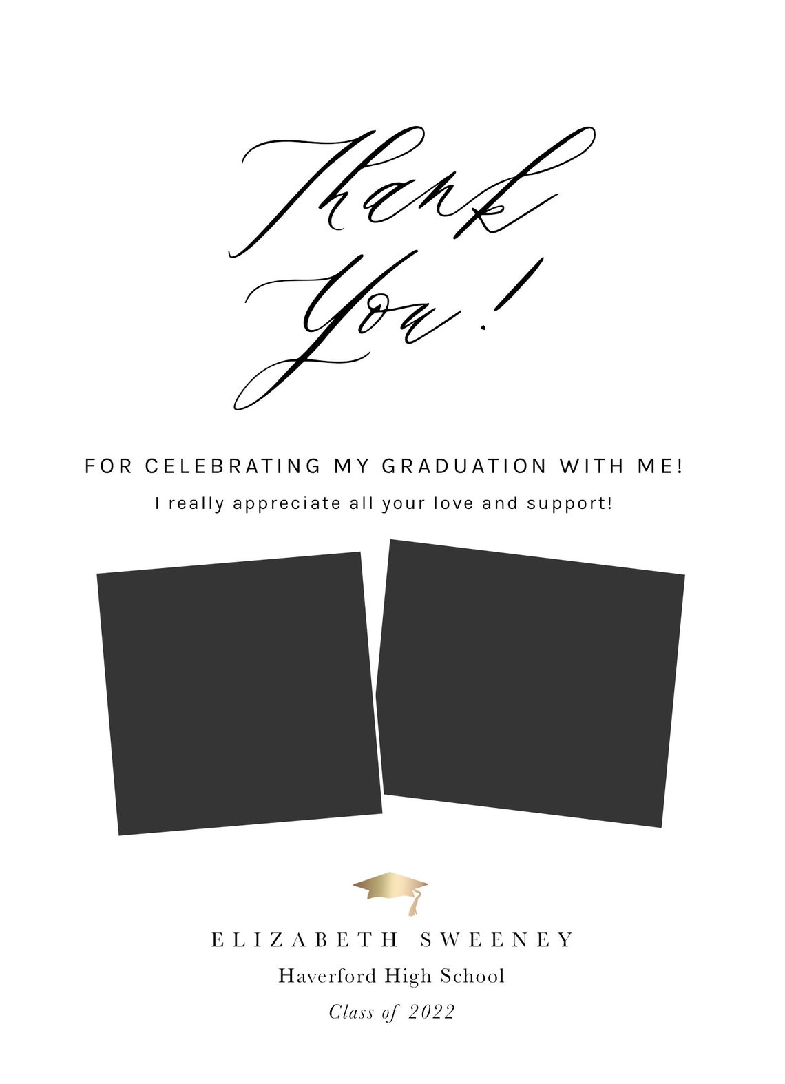 Graduation Thank You Photo Card Template Thank You Note High | Etsy