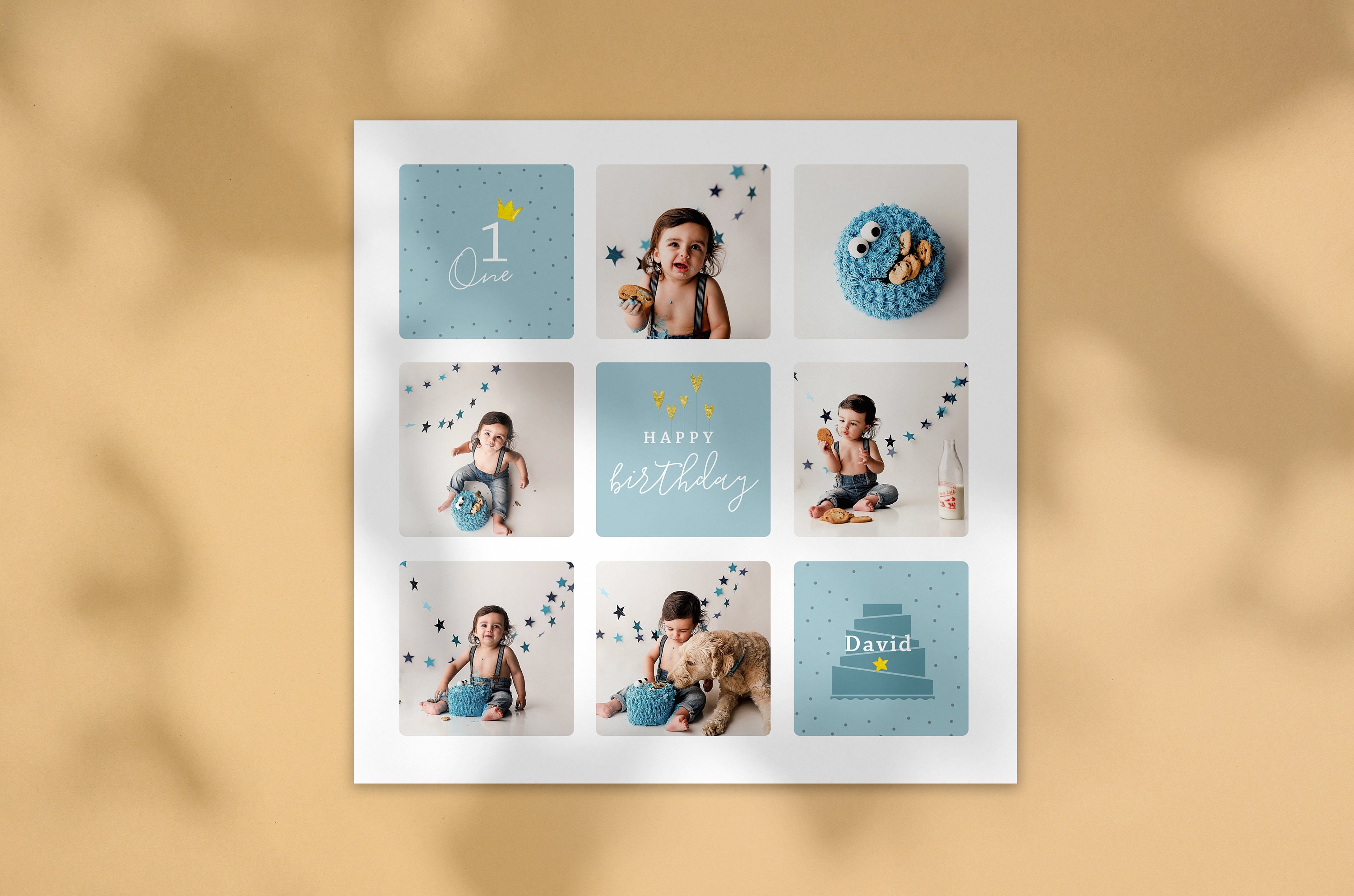 Cake Smash Photo Collage Template First Year Birthday | Etsy