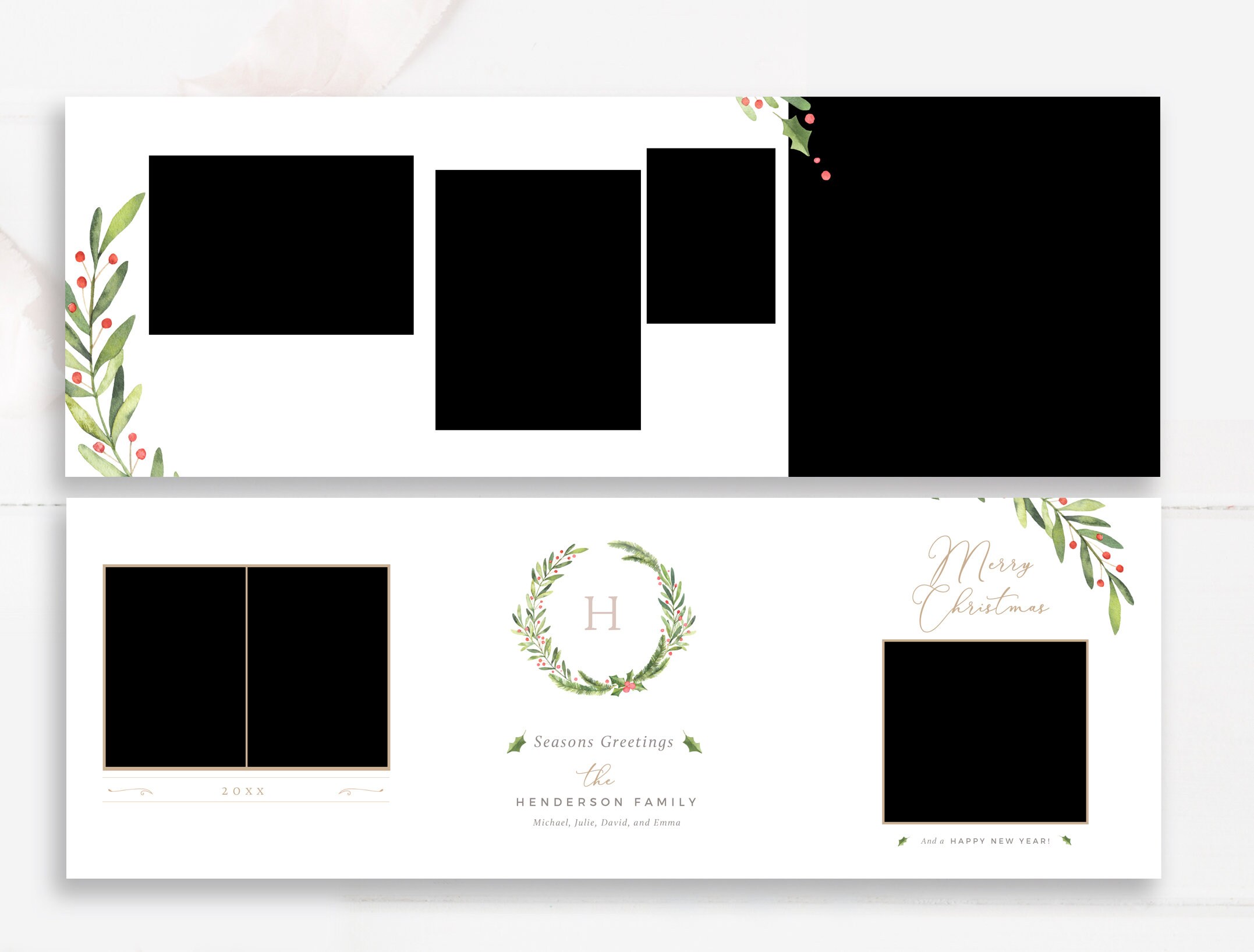 5 X 5 Trifold Christmas Card Photoshop Template | Etsy