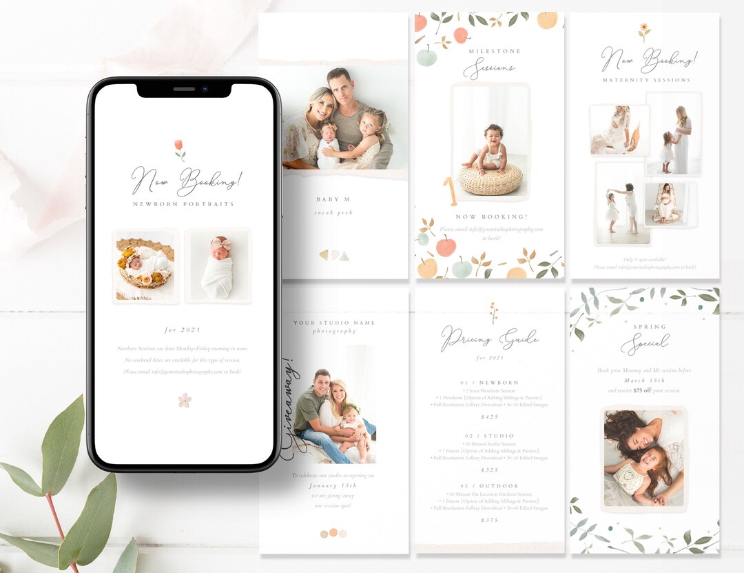 Deckle Edge Instagram Stories Template Pack, Botanical IG Story ...