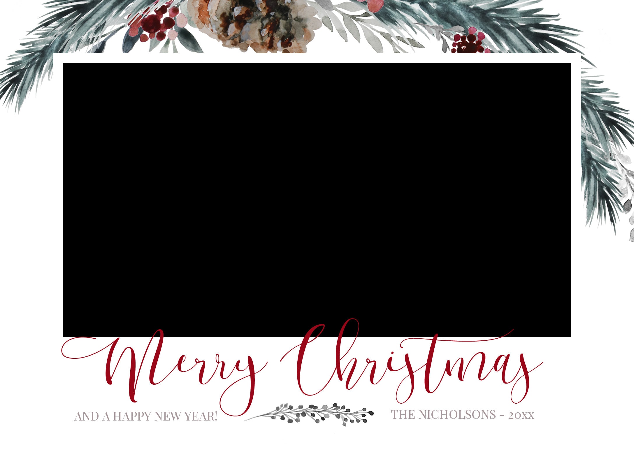 Merry Christmas Photo Card Template Christmas Card Template | Etsy