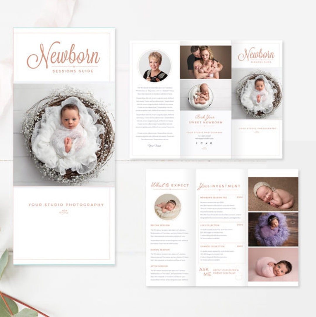 Newborn Trifold Brochure Flyer, Indesign Template, Photography Guide ...