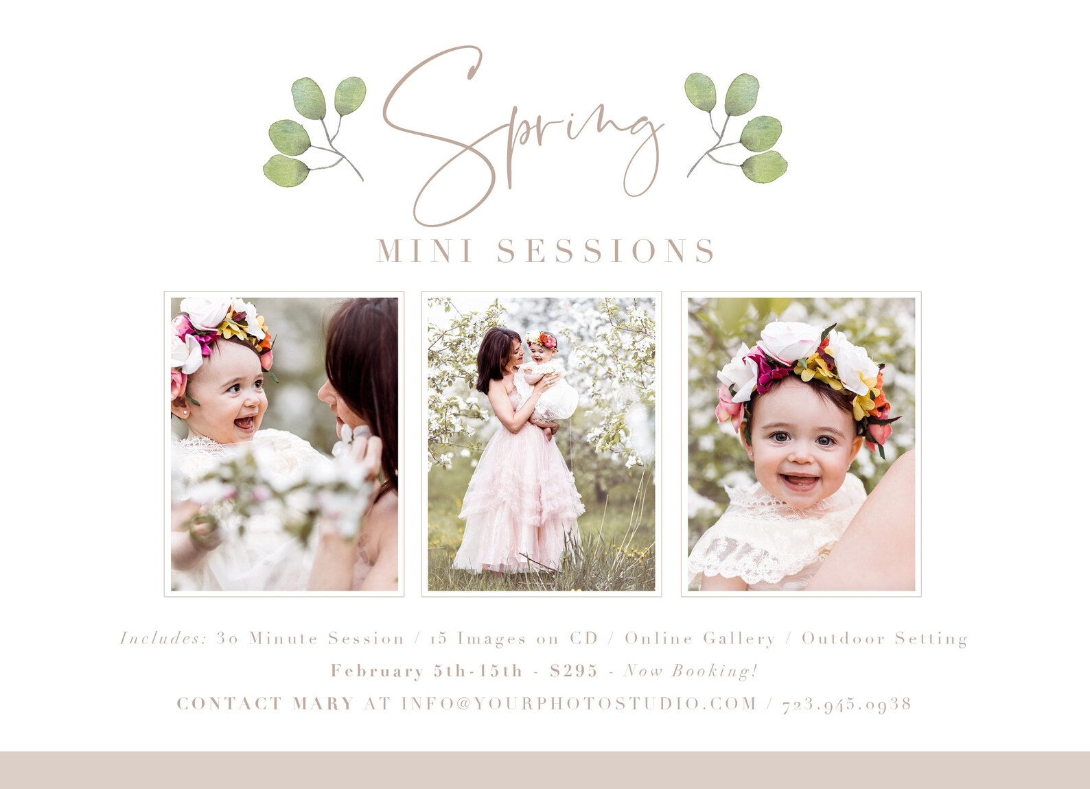 Spring Mini Session Marketing Template, Spring Minis PSD Template, for ...