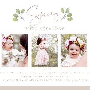 Spring Mini Session Marketing Template, Spring Minis PSD Template, for ...