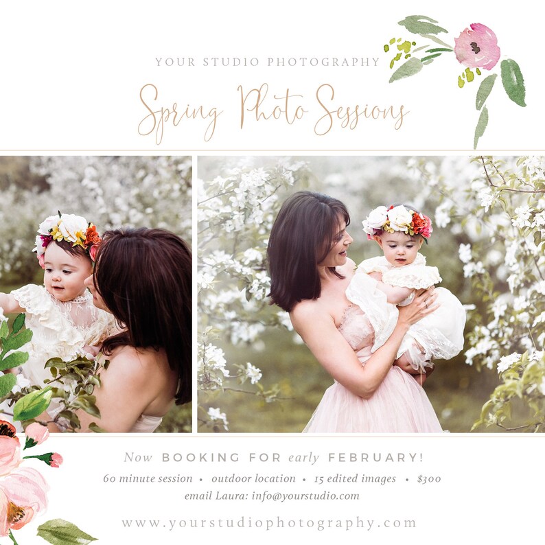 Floral Spring Mini Session Template Spring Minis Template - Etsy