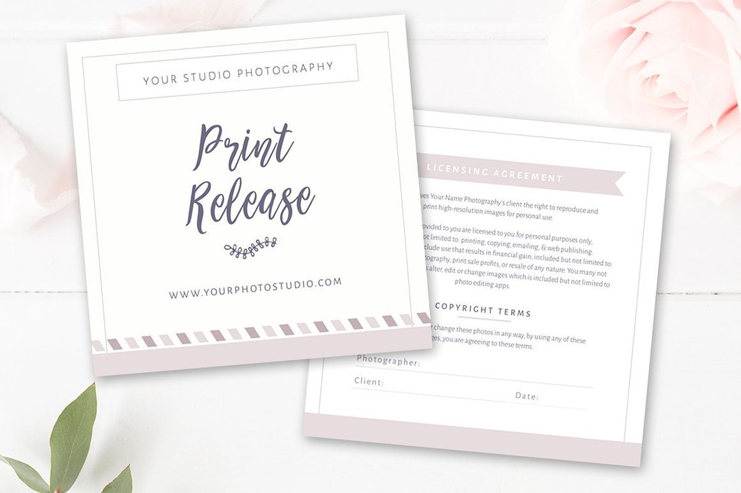 Photography Print Release Template, Photographer Form Template, Image ...