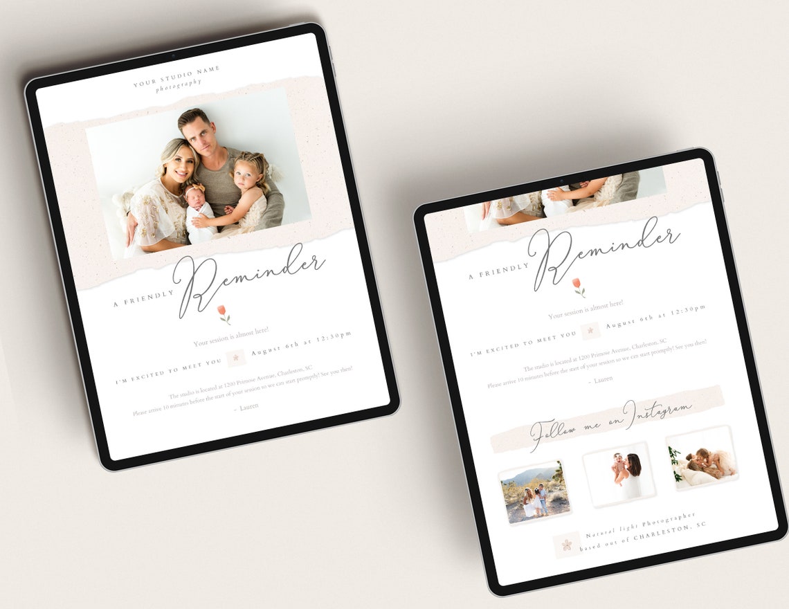 Session Reminder Email Template for Photographers Photography - Etsy