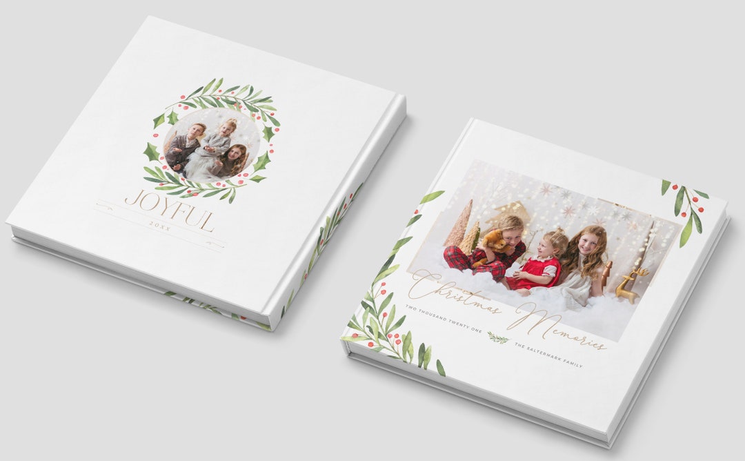 Holiday Photo Album Cover Template, Christmas Photo Book Cover PSD ...