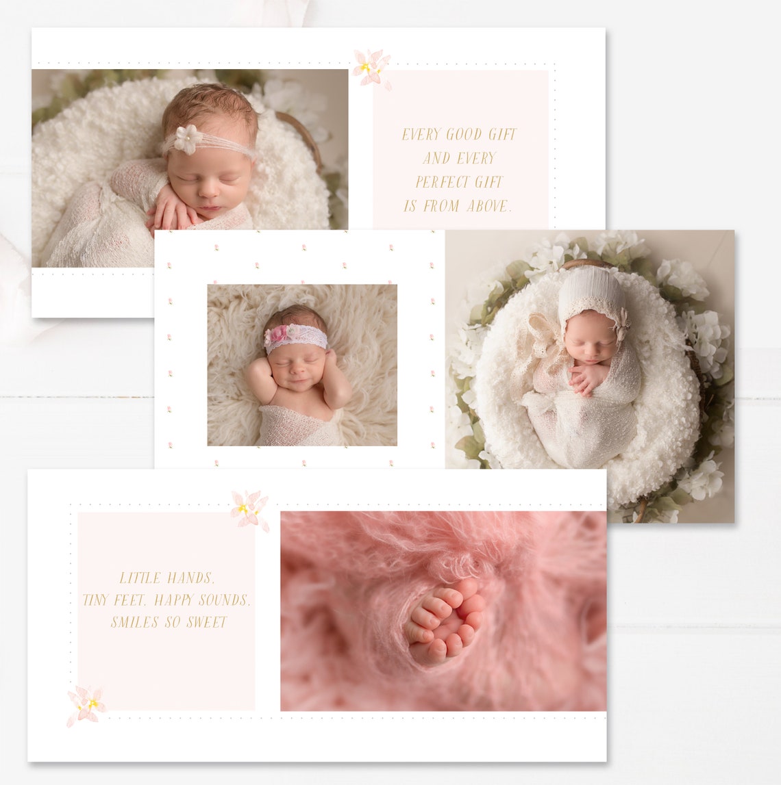 Baby Girl Photo Album Template, Floral Girls Newborn Album Template ...