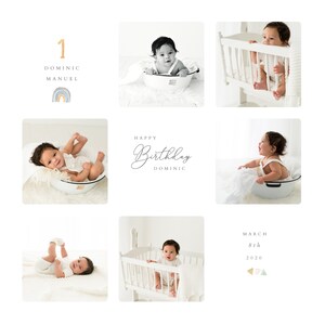 First Birthday Template, Photography Collage Template, Digital Photo ...