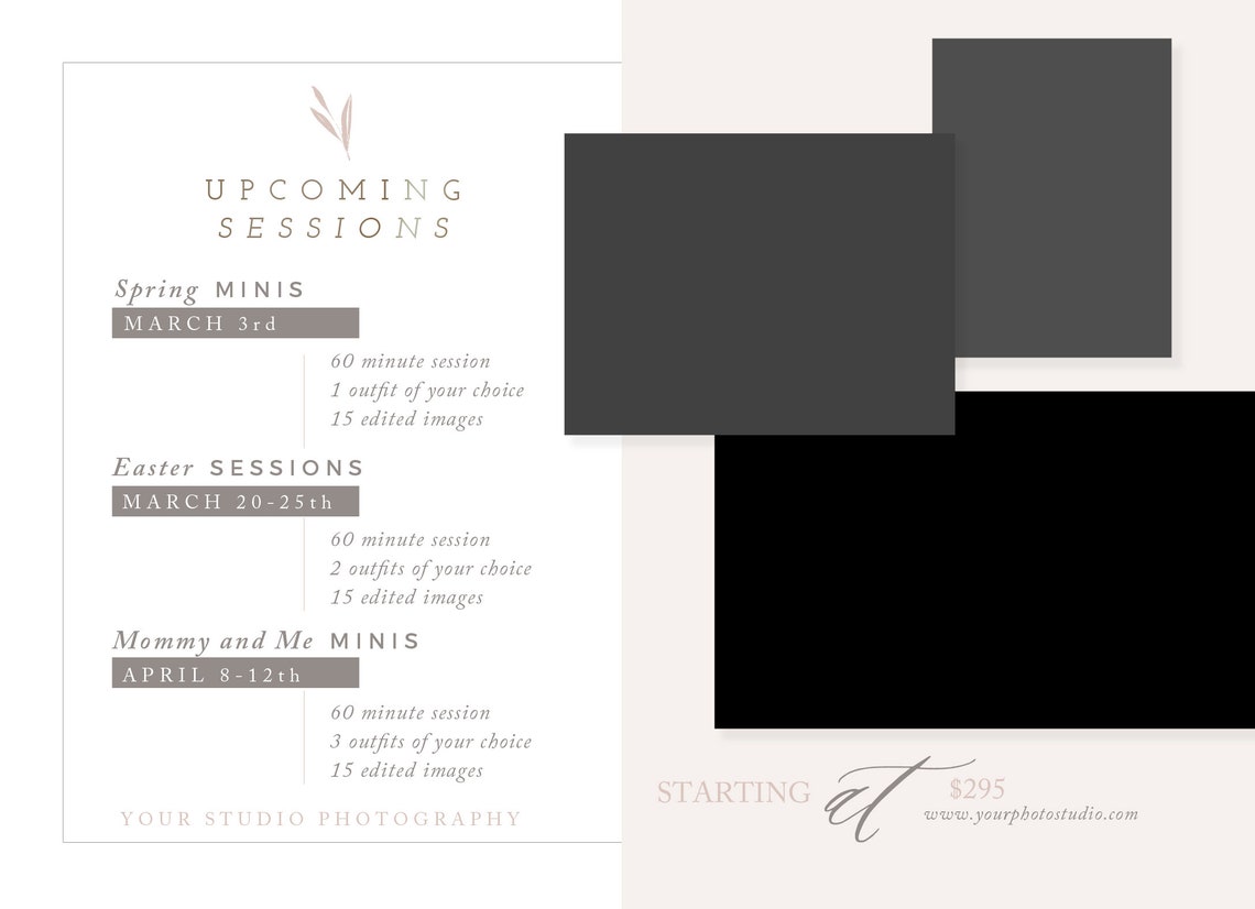 Upcoming Sessions Photography Template Session Dates - Etsy