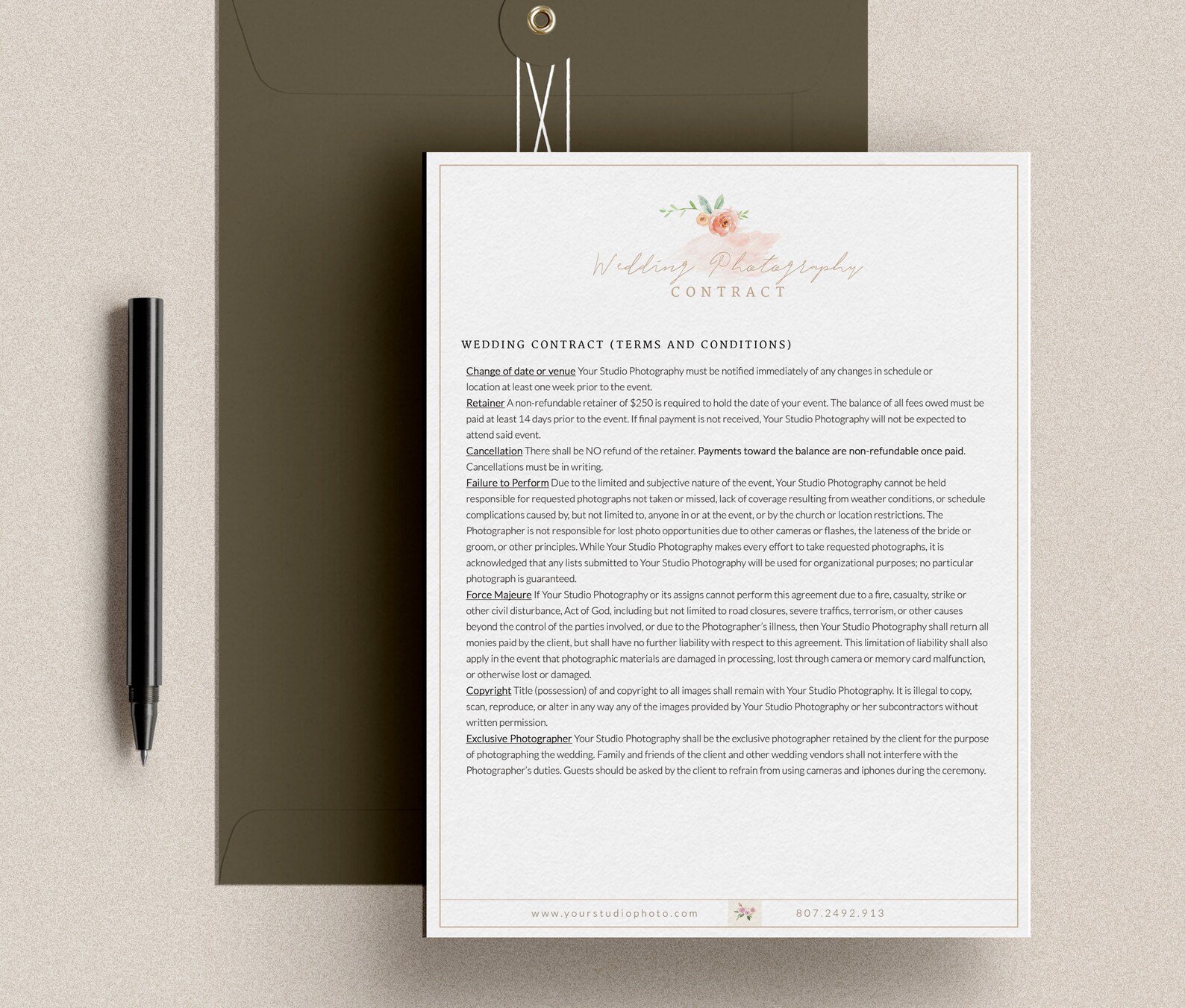 Photoshop Required! Wedding Photography Contract Template, Wedding ...