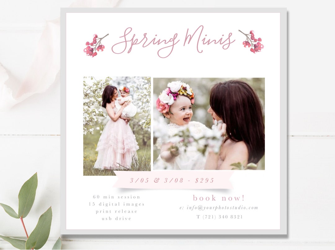 Spring Mini Session Template for Photographers, Mini Session Templates ...