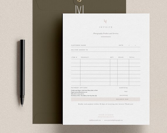 Photography Invoice Template Invoice Design Receipt - Etsy