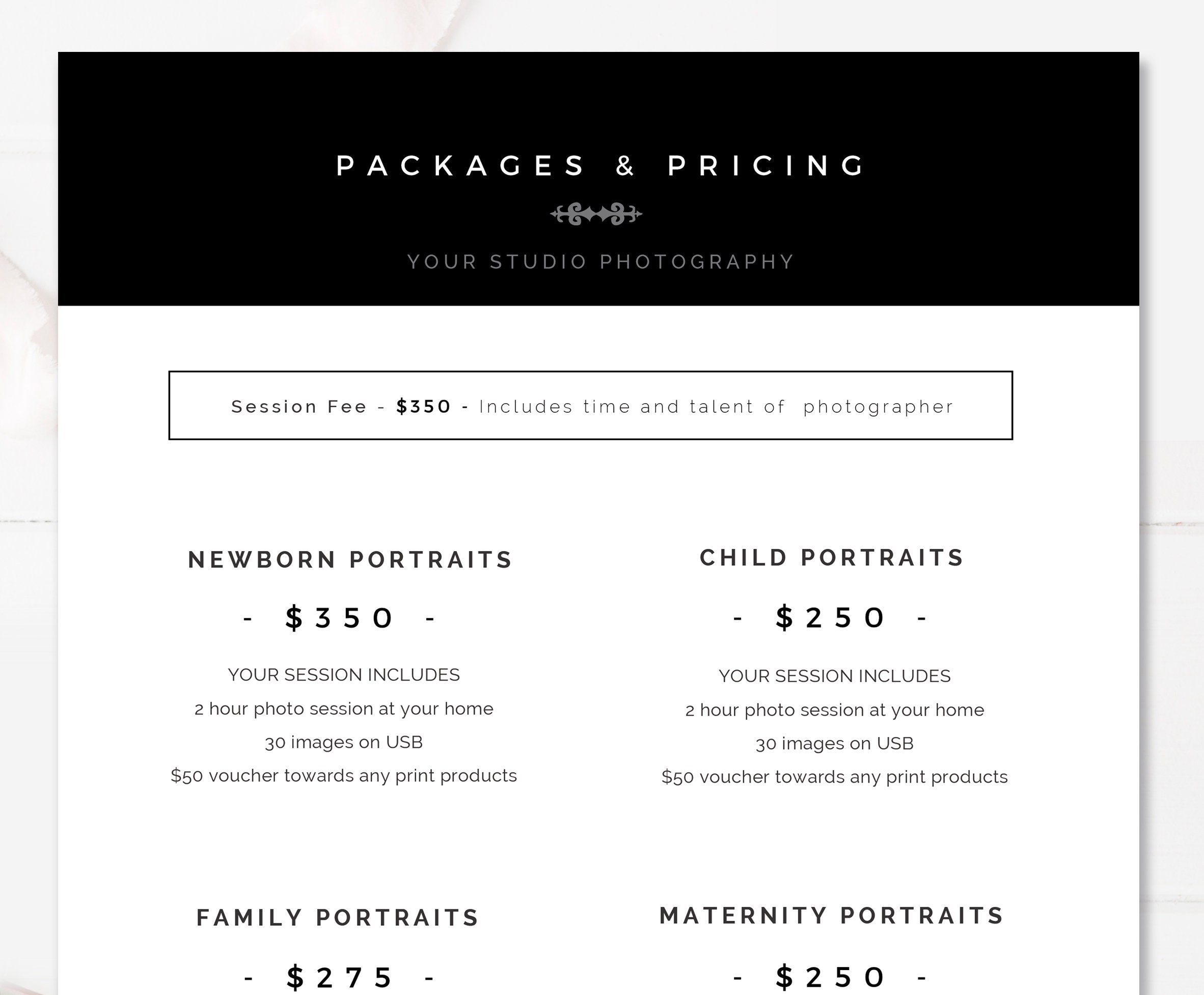 Pricing Template Photoshop - Etsy