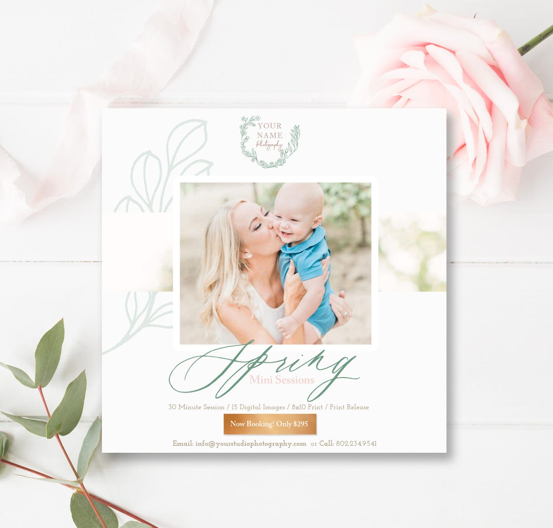 Spring Mini Session Template 5x5 Spring Photo Templates - Etsy