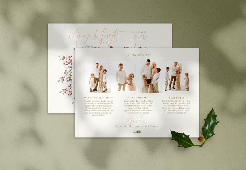 Christmas Photo Card Template Bundle Flat Card 3x3 Accordion | Etsy