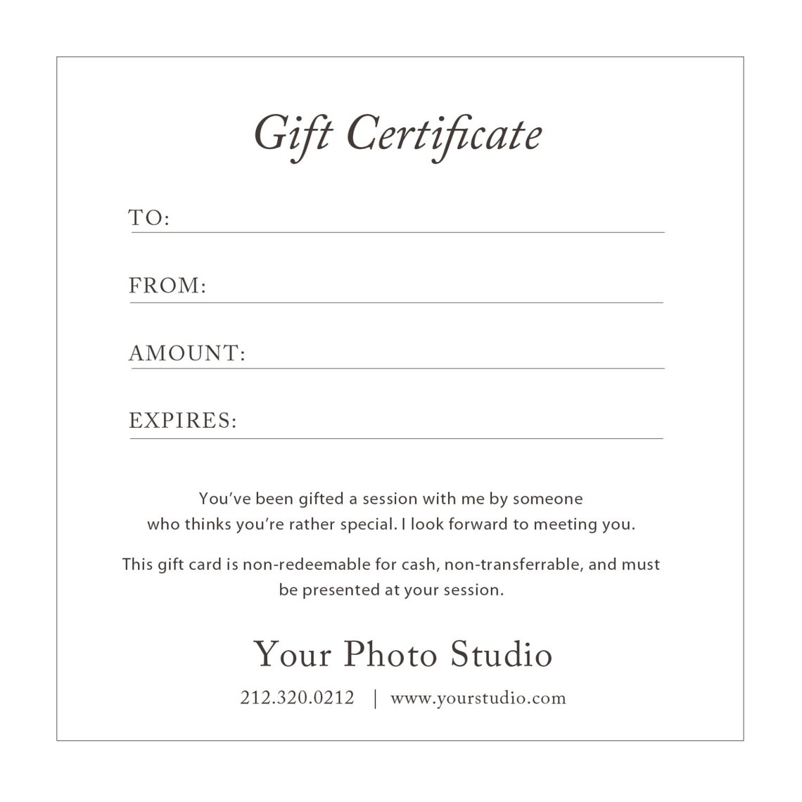 Photography Gift Card Template Photographer Gift Certificate | Etsy