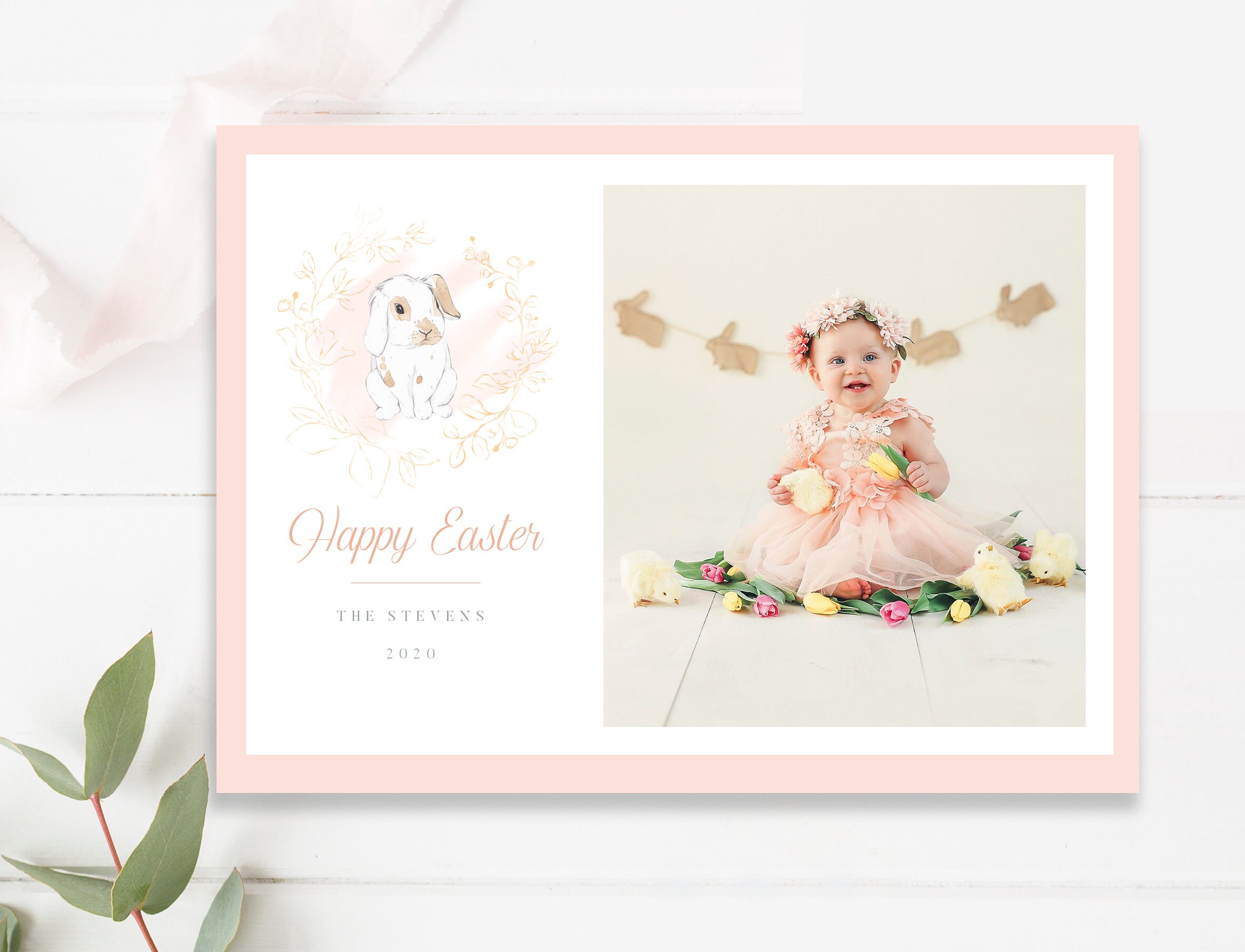 Easter Photo Card Template Happy Easter Card Photoshop | Etsy